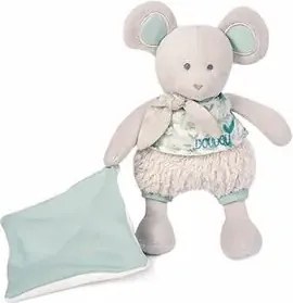 Doudou Dárková sada - Plyšová myška s dečkou z BIO bavlny 22 cm / od 0