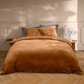 Světle hnědé 3dílné povlečení na dvoulůžko/prodloužené z mikroflanelu 240x220 cm Flanou – douceur d'intérieur