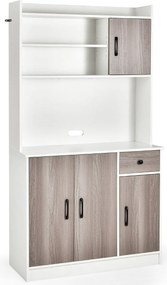 Costway Kuchyňská skříňka 180 cm s nabíjecí stanicí a pracovní deskou a – bílý