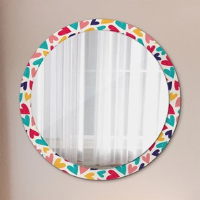 Kulaté dekorativní zrcadlo Barevné srdce fi 100 cm