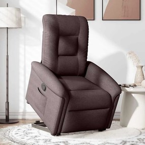 Zvedací polohovací křeslo tmavě hnědé textil 3303259