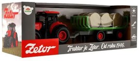 Teddies Traktor Zetor s vlekem a balíky plast 36 cm na setrvačník
