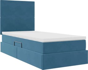 Postel s úložným prostorem a matrací Tmavě modrá 90 x 200 cm 3371947
