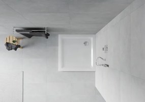 Mexen Flat čtvercový sprchový kout slim 90 x 90 cm, bílý, sifon chrom - 40109090