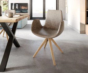 DELIFE Jídelní židle Ilia-Flex dřevěná podnož mikrovlákno taupe vintage