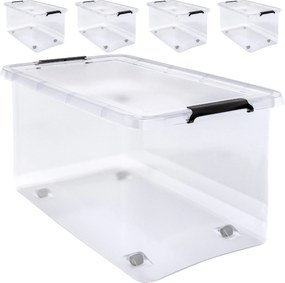 Úložný box sada 4 ks průhledná 60x40x35cm 60L stohovatelný