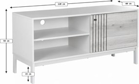 TV stolek FROST 120x40 cm bílý, dekor dub alpský