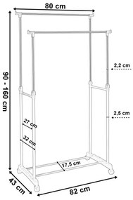 Věšákový stojan na kolečkách WALERIA černý