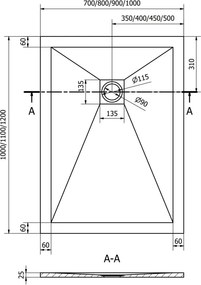 Mexen Stone+ Kompozitní obdélníková sprchová vanička 100 x 80 cm, bílá - 44108010