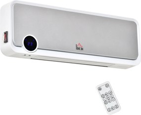 HOMCOM Topný ventilátor na stěnu 2000W s dálkovým ovládáním, 3 režimy provozu, LED displej, 12hodinový časovač 820-252V90