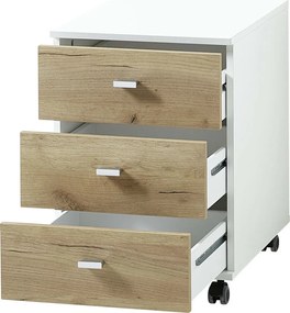 Germania 426458  Rolling Filing Cabinet "Altino" 40x48,9x56,9 cm Basalto Dark and White [426458] Barva: navarra dub a bílá