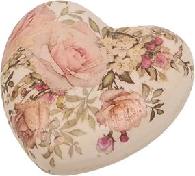 Keramická dekorace srdce s růžemi Rosien – 11x11x4 cm