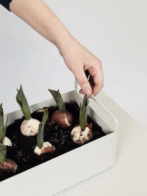 Ferm Living Designový truhlík Plant Box Light Grey, šedá barva, kov