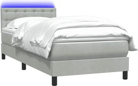Box spring postel s matrací a LED Světle šedá 90x220 cm Samet 3317295