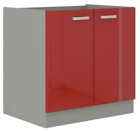 Kuchyňská skříňka pod dřezem Multiline 80 ZL 2F BB, Barva: šedá / červený lesk, Umyvadlo: ne