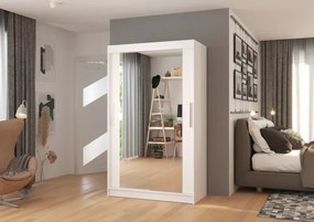 Skříň posuvná se zrcadlem TIBAGO 120 bílá