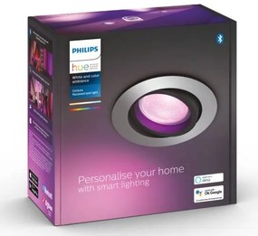 Philips Chytré LED zapuštěné bodové svítidlo Centura GU10 / 5,7 W / bílá a barevná ambiance / stříbrná