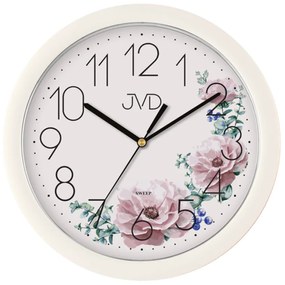 JVD Plastové dětské netikající tiché hodiny s květinovým vzorem JVD HP612.D8