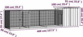 Klec pro kuřata antracitová 400 x 91 x 100 cm pozinkovaná ocel 3106453