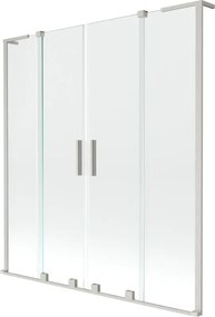 Mexen Velar L Duo vanová zástěna 2křídlová posuvná 150 x 150 cm, transparentní, kartáčovaný nikl - 896-150-003-02-97