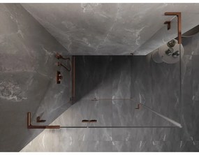 Mexen Lunar, L sklápěcí sprchový kout levý 100 x 70 cm, 8mm čiré sklo, profil růžové zlato, 834L-100-070-60-00-L