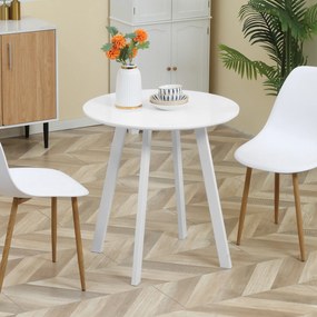 HOMCOM Jídelní stůl Kulatý kuchyňský stůl, odkládací stolek, jídelní stůl, zkosené nohy, bílý, 72x72x75cm| Aosom