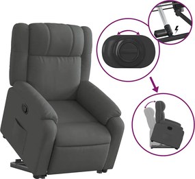 Zvedací polohovací křeslo tmavě šedé textil 3205203