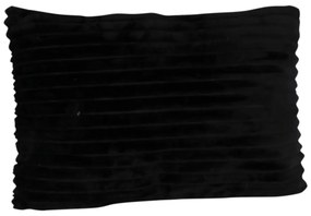 Černý sametový polštář PT LIVING Ribbed, 50 x 30 cm