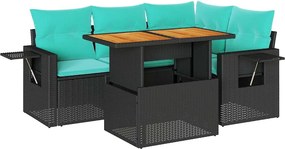 5dílná zahradní sedací souprava s poduškami černá polyratan 3327144