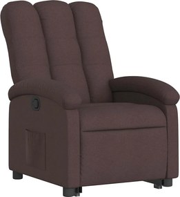 Zvedací polohovací křeslo tmavě hnědé textil 3204097
