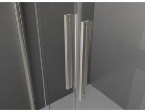 Mexen Velar L Duo, sprchový kout s posuvnými dveřmi 100 x 100 cm, 8mm čiré sklo, broušená ocel, 871-100-100-02-03-97