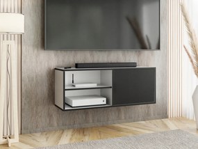 TV skříňka EDI 2 bílý + černý otevřená TV skříňka s policí