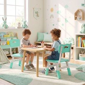 AIYAPLAY dětská židle k psacímu stolu, 2kusová sada, výškově nastavitelná 26-30 cm, ergonomické opěradlo, bez područek pro 1,5–8 let, zelená