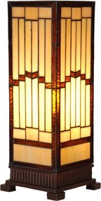 Béžovo-hnědá stolní tiffany lampa Laetitia - 17*17*44 cm E27/ma* 1*40W
