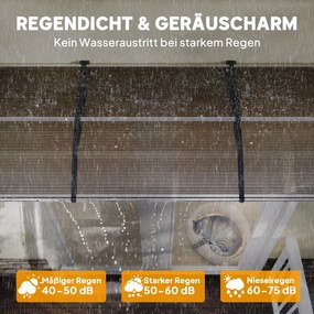 Outsunny Hnědý slunečník 303x96x27 cm pro dveře a okna, chránící proti slunci a dešti, s podpěrami z polykarbonátu a PP