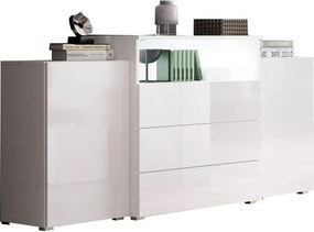 XXXLutz ŠIROKÁ KOMODA, bílá, vysoce lesklá bílá, 150/80,7/39 cm P & B - Online Only komody - 002778001901