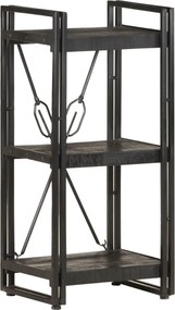 Knihovna se 3 policemi černá 40 x 30 x 80 cm masivní mangovník 320625
