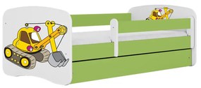 Kocot Kids Dětská postel BAGR zelená Velikost postele: 140x70, Matrace: S matrací, Šuplík: Bez šuplíku