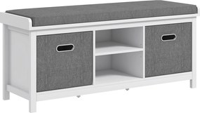 HOMCOM Botník se skládací policí a 2 vyjímatelnými šuplíky, 105x35x47 cm, Bílá a Šedá | Aosom