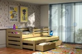 Vomaks Dětská postel s výsuvnou přistýlkou DPV 007 180 cm x 80 cm Bezbarvý ekologický lak