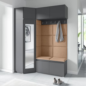 Eka Předsíňová stěna s čalouněnými panely Trinity 38 - Grafit / Béžová 2304