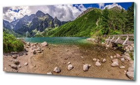 Wallmuralia Foto-obraz fotografie na skle Jezero v horách 100x50