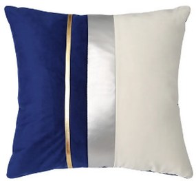 Luxusní sametový povlak na polštář se zlatým a stříbrným proužkem Barevná varianta: Modrá, Velikost: 45x45 cm