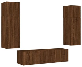 6dílná obývací stěna s LED hnědý dub kompozitní dřevo - Default Title