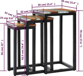 vidaXL Hnízdové stolky 3 ks masivní teakové dřevo a polyresin [281648]