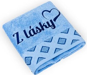 Bellatex Froté ručník kolekce Diamant s výšivkou Z lásky 50x100 cm Z lásky Modrá