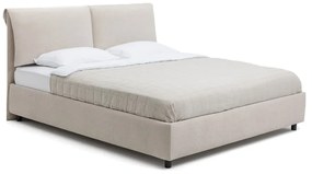 Béžová čalouněná dvoulůžková postel s úložným prostorem s roštem 180x200 cm Myra Pillow – Bonami Selection