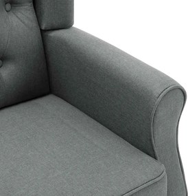 Křeslo s podnožkou světle šedé textil 320151
