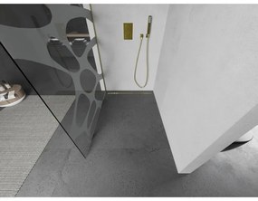 Mexen Kioto, sprchová zástěna Walk-In 80 x 200 cm, 8mm čiré sklo bílý vzor, ​​zlatý matný profil, 800-080-101-55-97