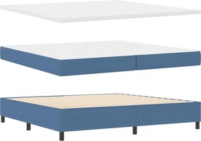 Postel s boxspringem Modrá a bílá 200 x 200 cm Žebrovaná látka 3337485